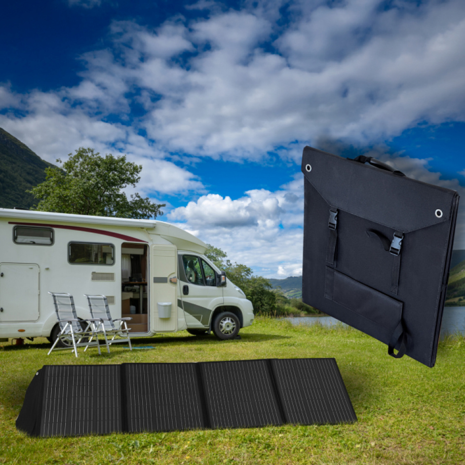 Solcelle i pose, 200W, 6+1,2m kabel | Camping4u.no